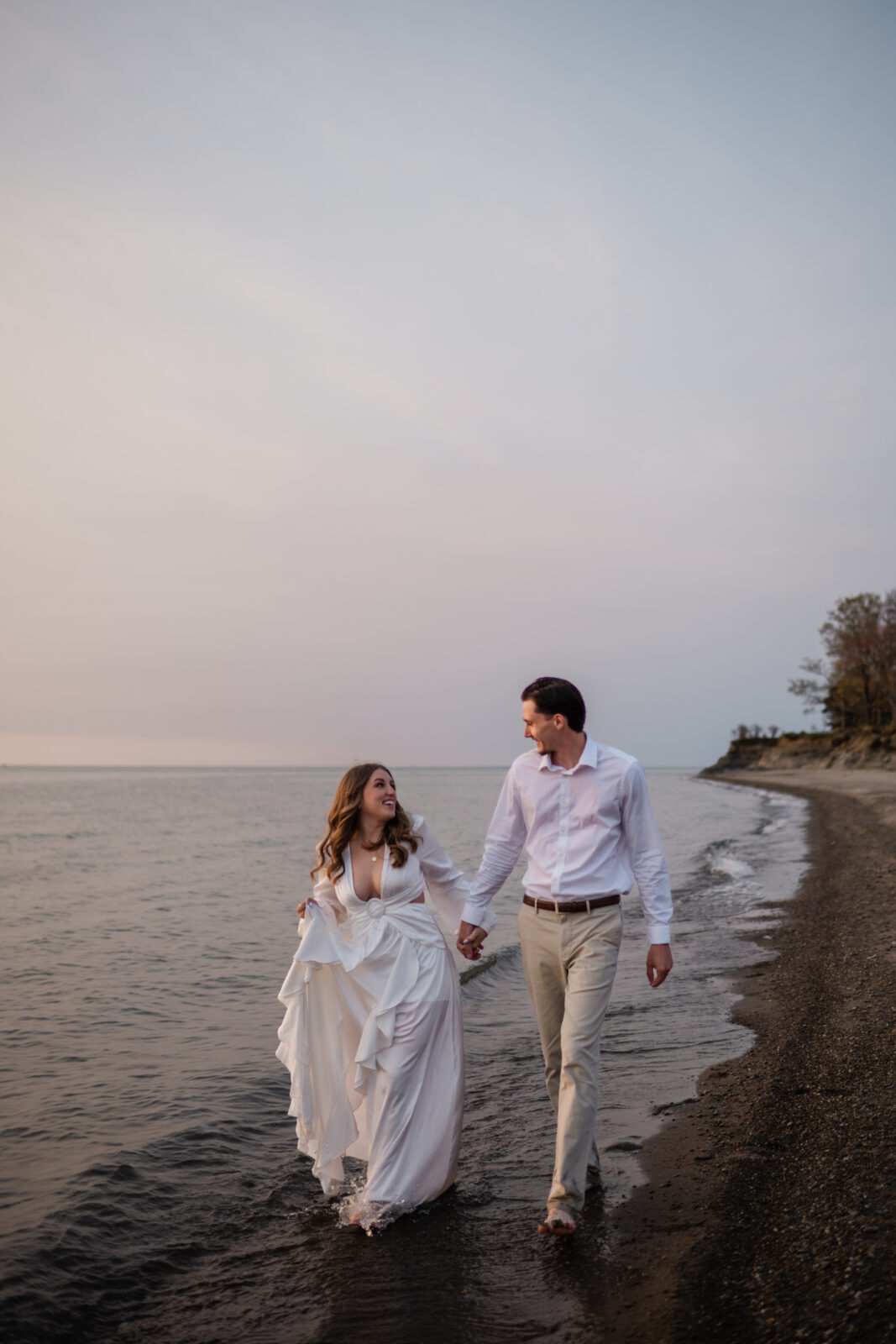 Golden Hour Beach Couple Session on Lake Erie